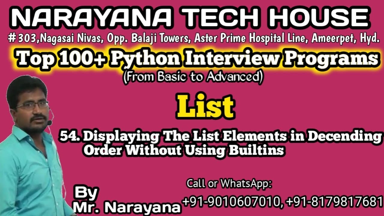 54 Displaying The List Elements In Descending Order Without Using 54 Displaying The List Elements In Descending Order Without Using