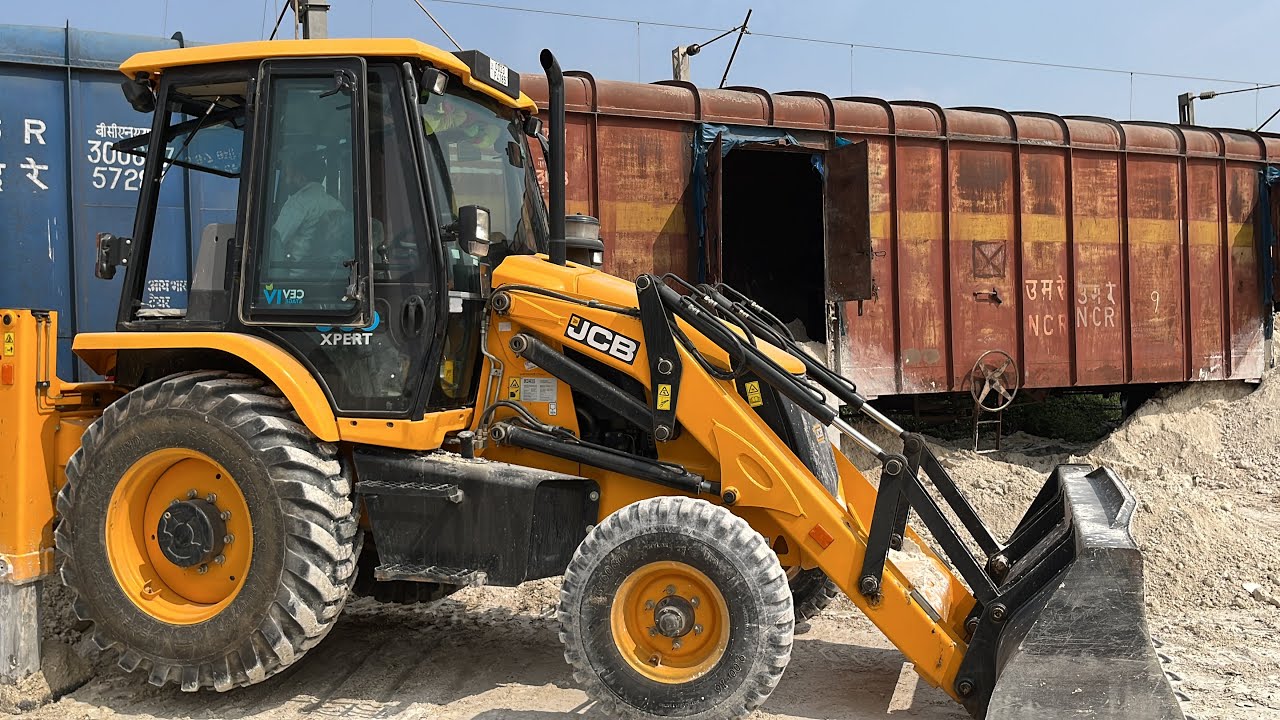 JCB 3DX Machine Working For Unloading Dust From Train For Cement Making ...