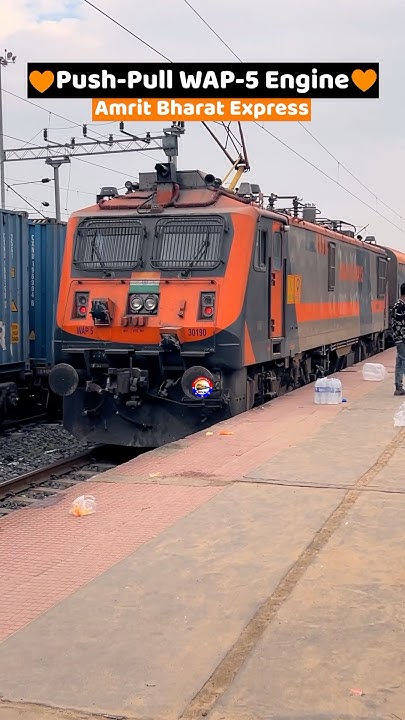 Push Pull WAP-5 Engine 🧡 Amrit Bharat Express 🧡😍 #shorts #indianrailways #trainvideos shortvideo ...