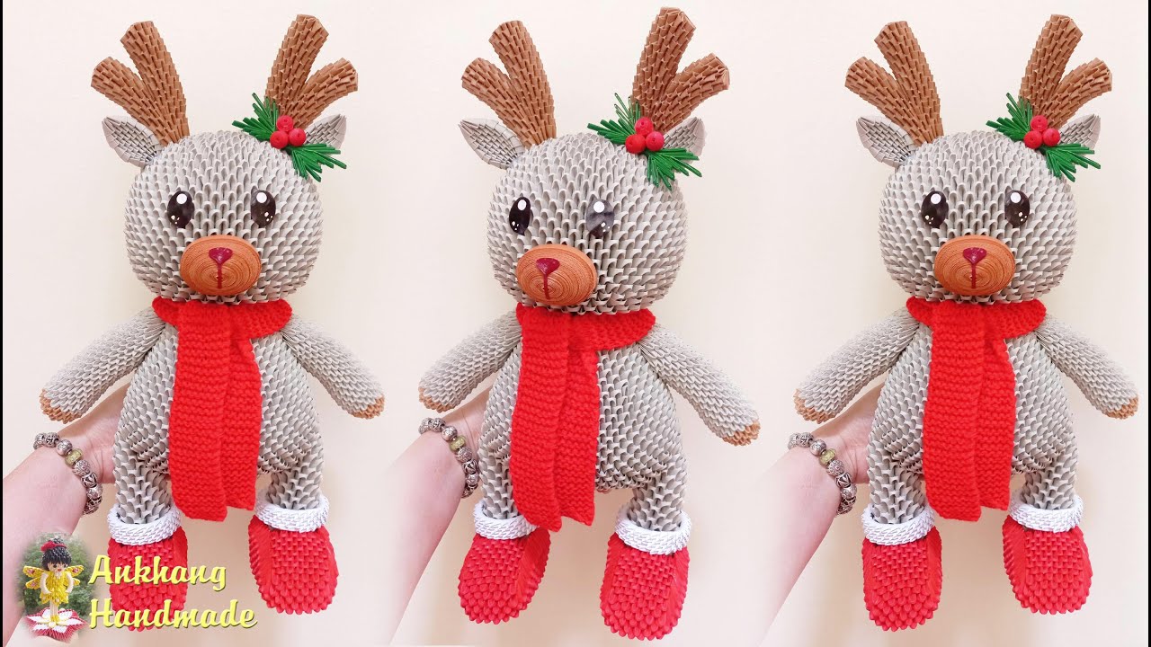3d origami christmas reindeer tutorial | DIY paper christmas reindeer ...