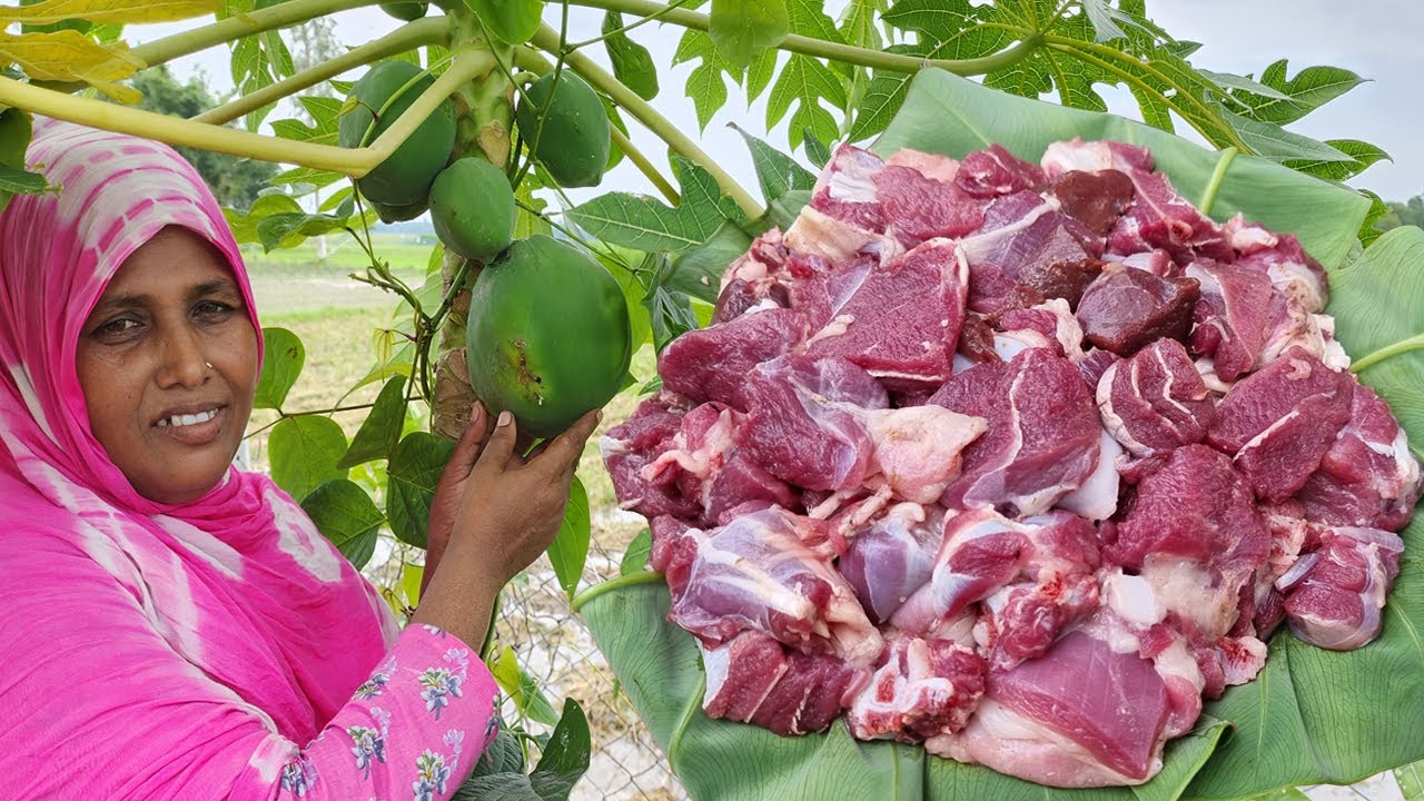 Mutton Curry and Fresh Raw Papaya Recipe Green Papaya Goat Meat Curry ...