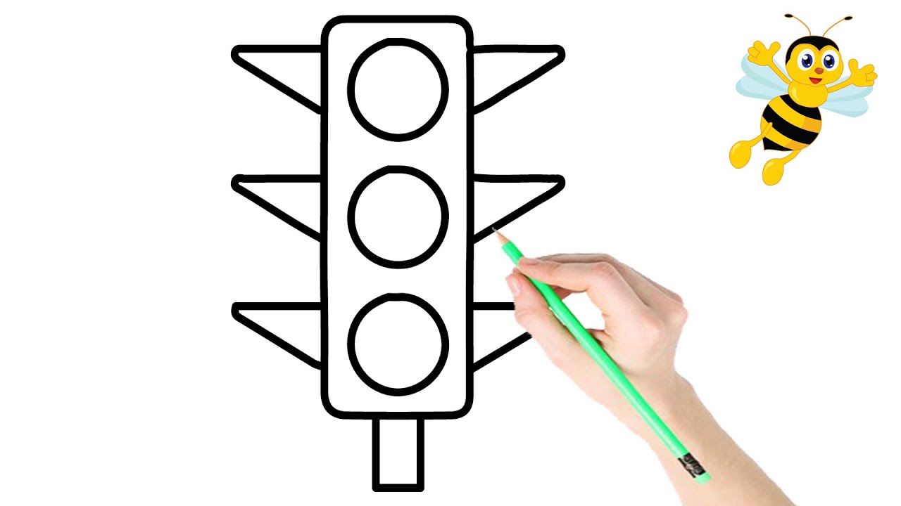 how to draw traffic light - Road safety easy drawing for kids - Easy ...