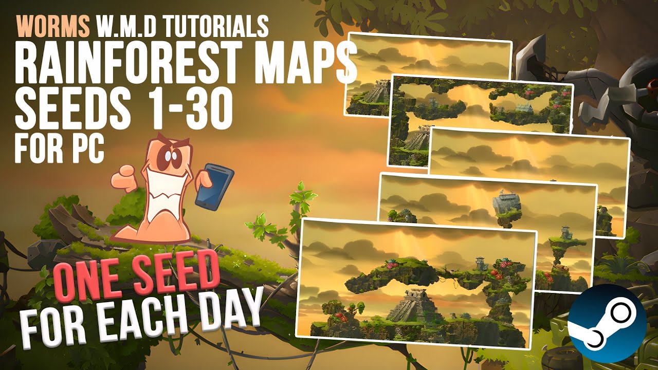 Best Rainforest Map Seeds for PC (1-30) 🗺️💻 | Worms WMD Tutorials🎥 ...