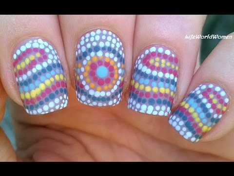 MATTE NAILS Inspired By ABORIGINAL Art / Colorful Dotticure Design ...