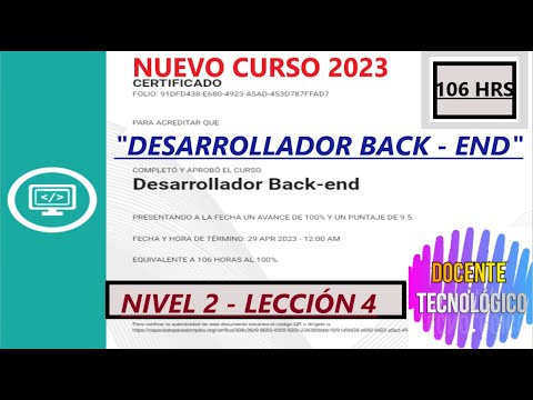 Docente Tecnológico: CURSO "DESARROLLADOR BACK - END"/ NIVEL 2 ...