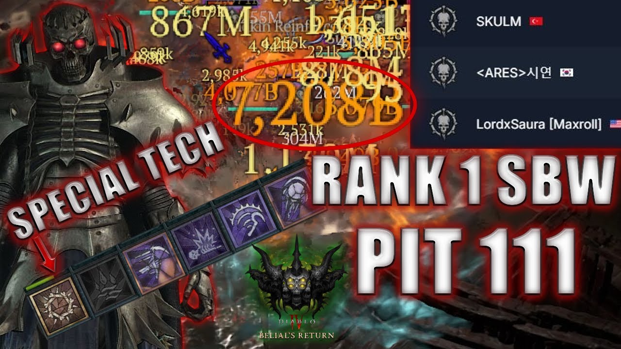 S8 NECRO RANK 1 Shadow Blood Wave PIT 111 CLEAR | Diablo 4 Necromancer Season 8 Endgame Build ...