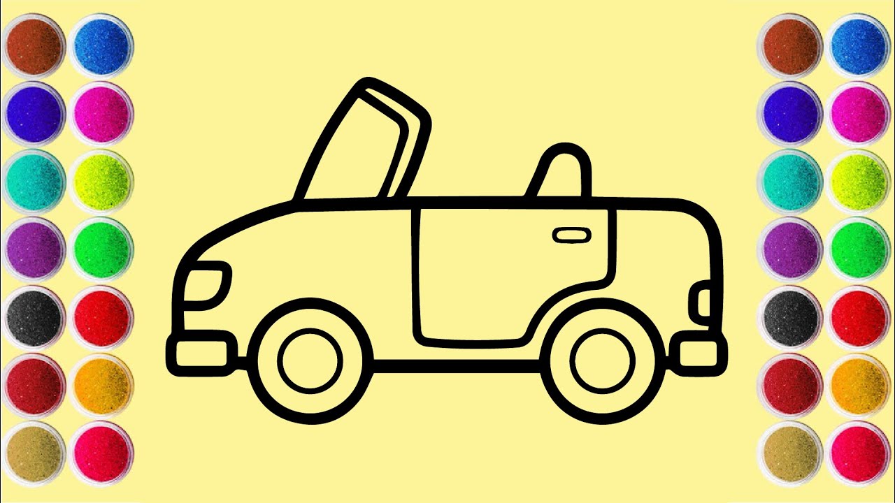 Coloring Car without a Roof Using Colored Sand | Coloring Page | Sand ...