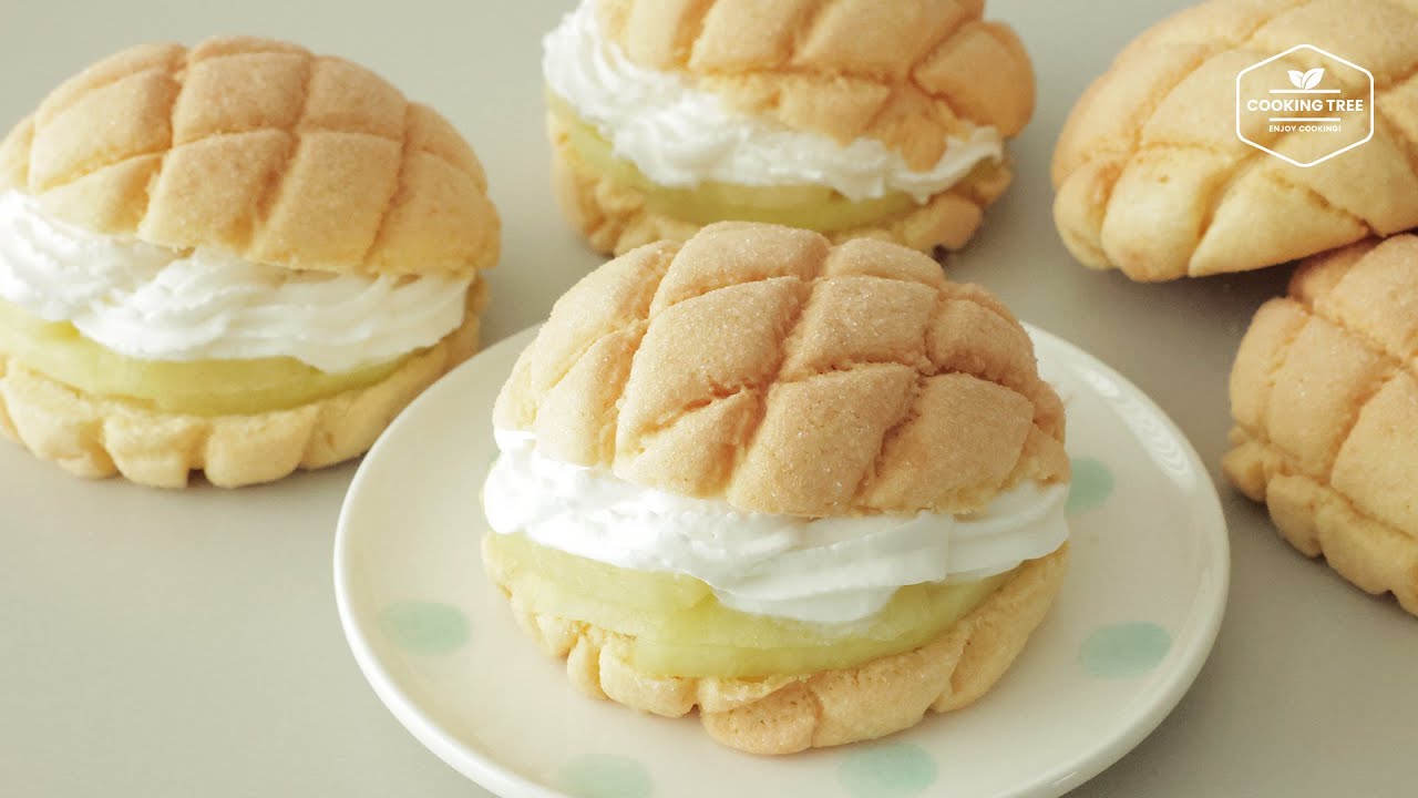 리얼 멜론빵🍈 크림빵 만들기 : Real Melon Bread (Melon Pan) Recipe | Cooking tree ...