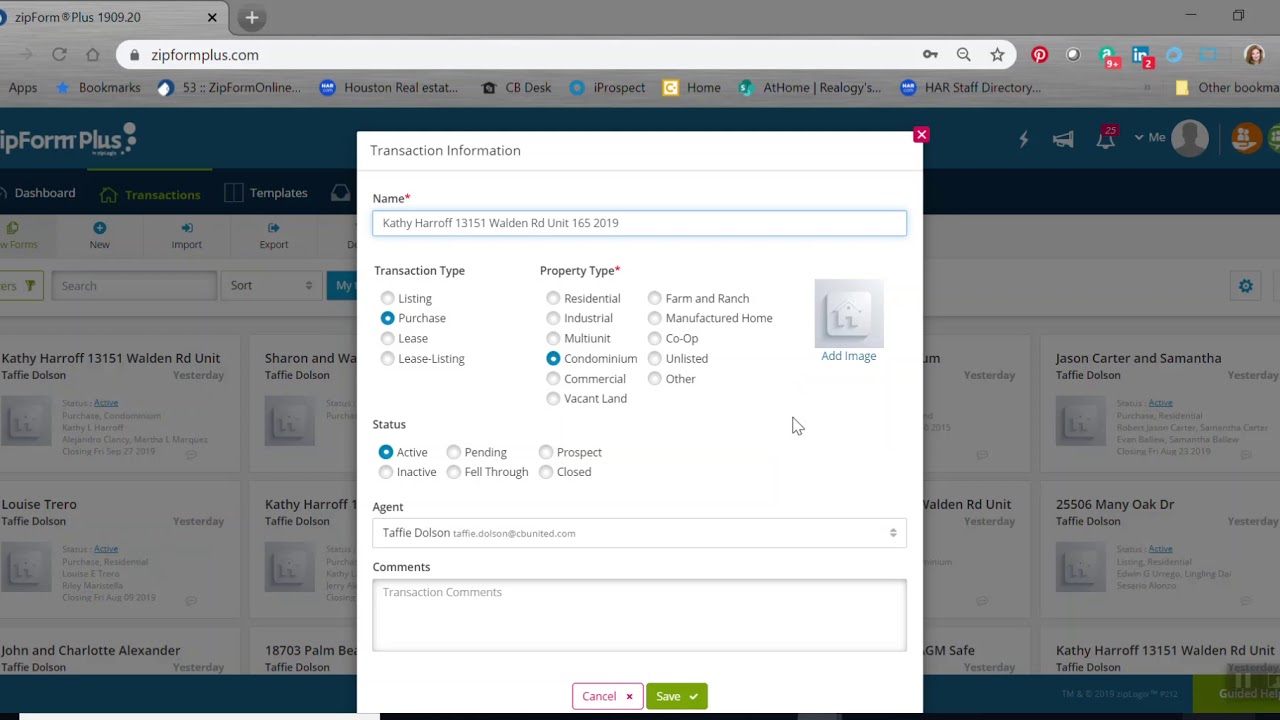 How to change the status of a transaction in Zipform Plus - YouTube