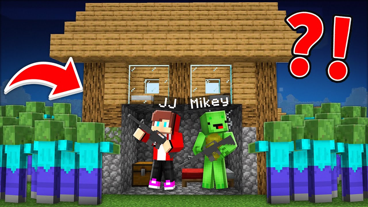 JJ and Mikey the Best House to Survive the Zombie Apocalypse in Minecraft – Maizen? - YouTube