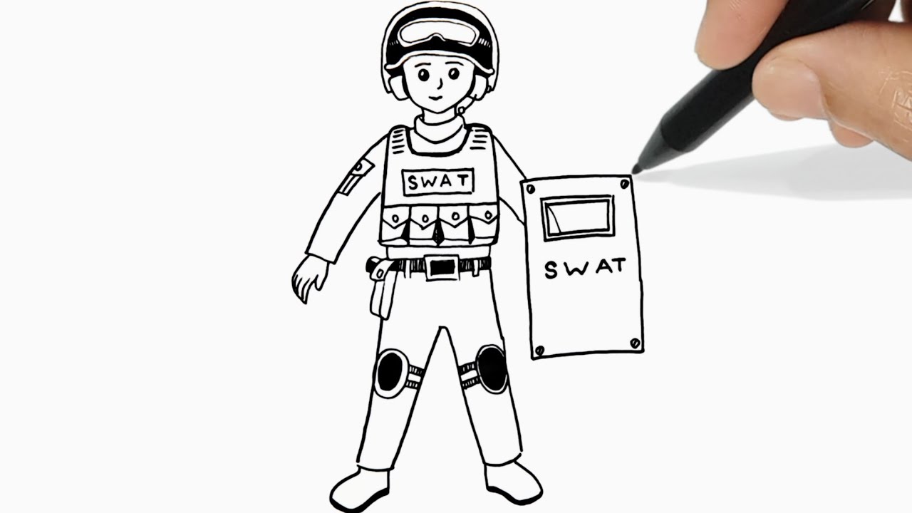 How to Draw SWAT Easy Steps for Beginners | SWAT Drawing | Cómo dibujar ...