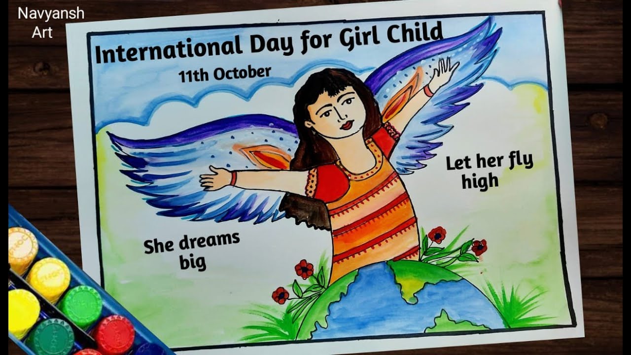International Day for Girl Child poster drawing / Save Girl Child ...