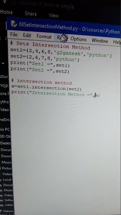 Python Programming Sets Intersection Method Code Example Udahran Youtube 