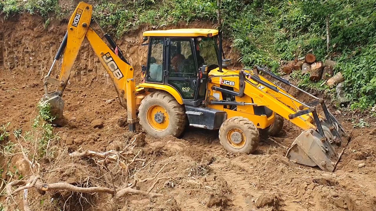 Cutting Hill and Making New Road With JCB Backhoe - JCB Making Road on ...