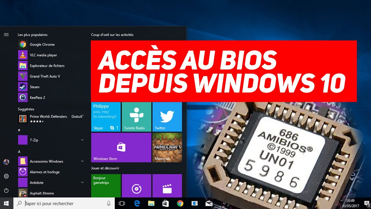 TUTO Accéder au BIOS ou UEFI depuis Windows 10 - YouTube