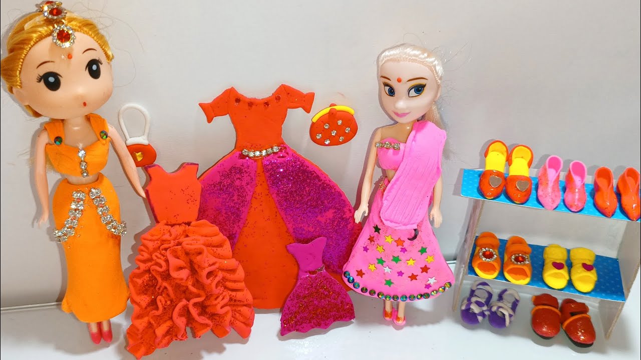 DIY How to Make Miniature Barbie Dress | Clay Doll |@toca_julia00 - YouTube