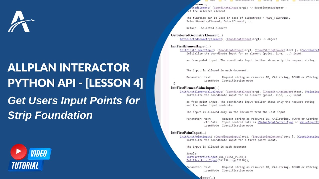 Allplan Interactor Python Api Lesson 4 Get User Input Point For Strip Footing Pythonparts