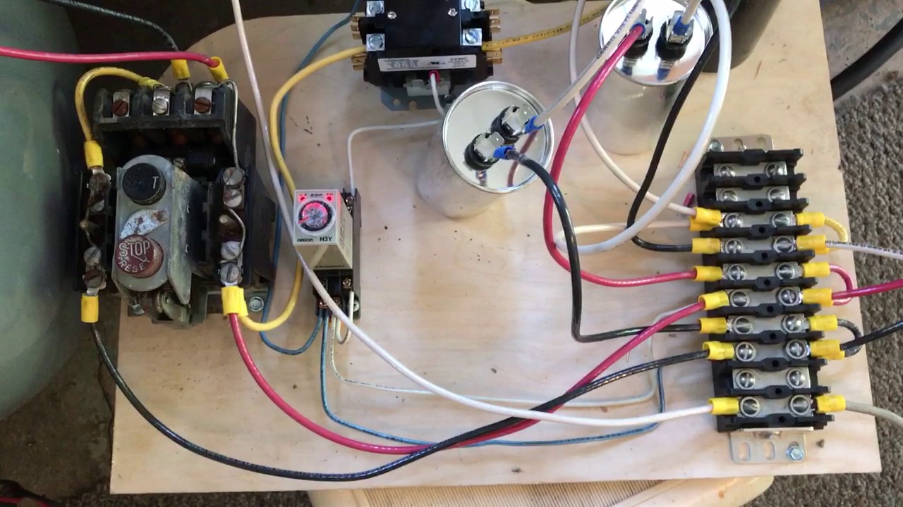 Bench testing a rotary phase converter - YouTube