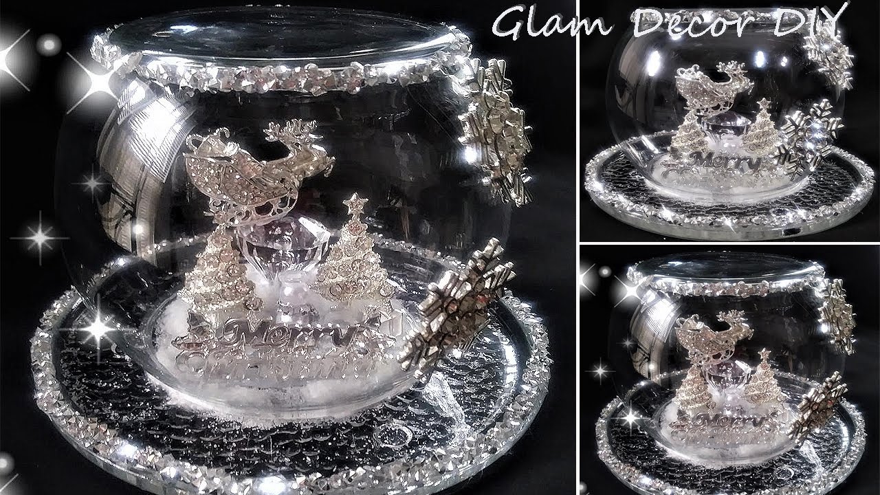 NEW Dollar Tree DIY Faux Snow Globe DIY High End Christmas Decor - YouTube