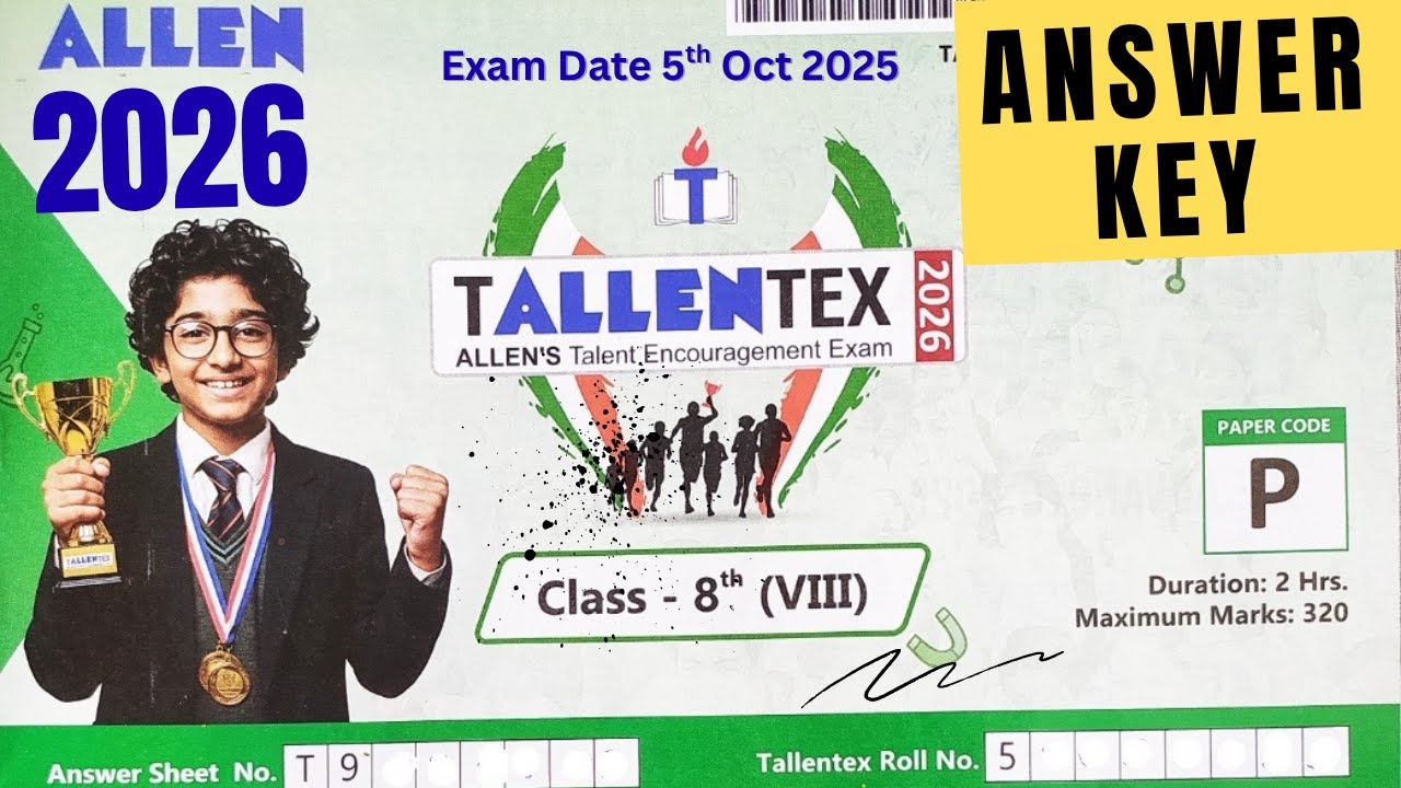 TALLENTEX 2026 Class 8 Question Paper (5th Oct 2025) | Full Paper ...