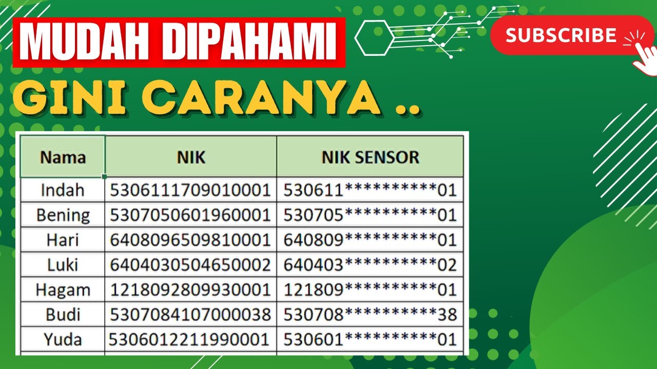 Cara Sensor NIK (KTP) | Belajar Excel Pemula - YouTube