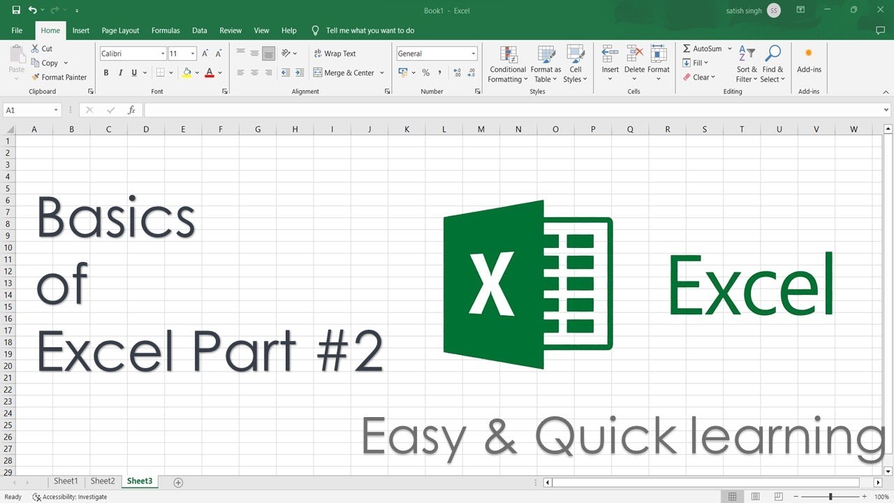 Basics of Excel Part#2...Easy & Quick learning - YouTube