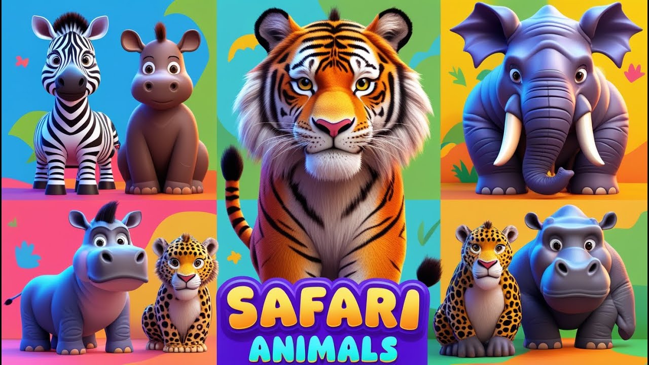 Safari Animals Song | Learn Sounds & Names | Fun Kids Nursery Rhyme ...