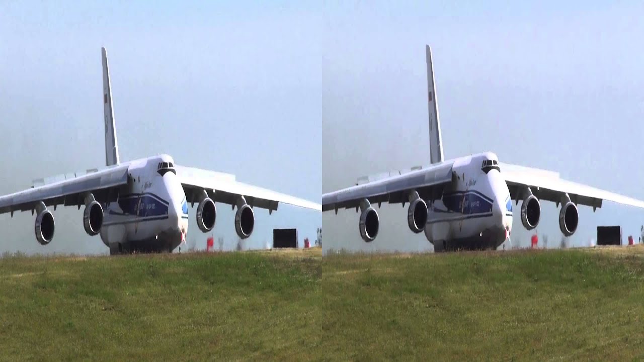 Russian Antonov-Ah-124 Landing and Taking Off (3D) - YouTube