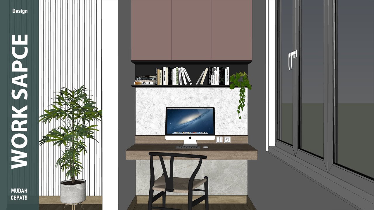 TUTORIAL SKETCHUP FREE 3D MODEL DESAIN WORKSPACE MUDAH & CEPAT - YouTube