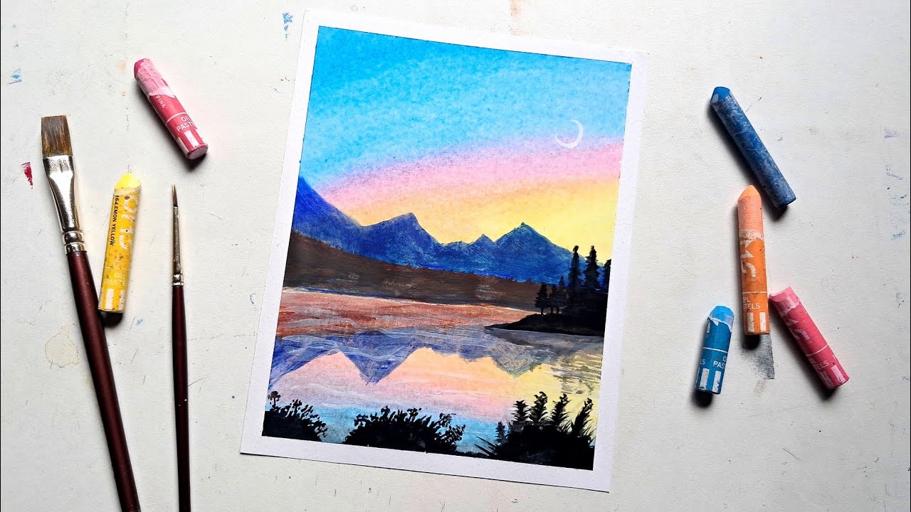 Oil Pastel Colour Painting Scenery | Drawing Tutorial Oil Pastel | #art ...