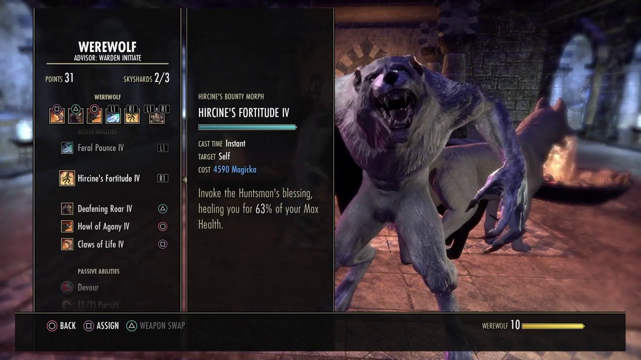 ESO Werewolf Easy Vma Argonian Warden - YouTube