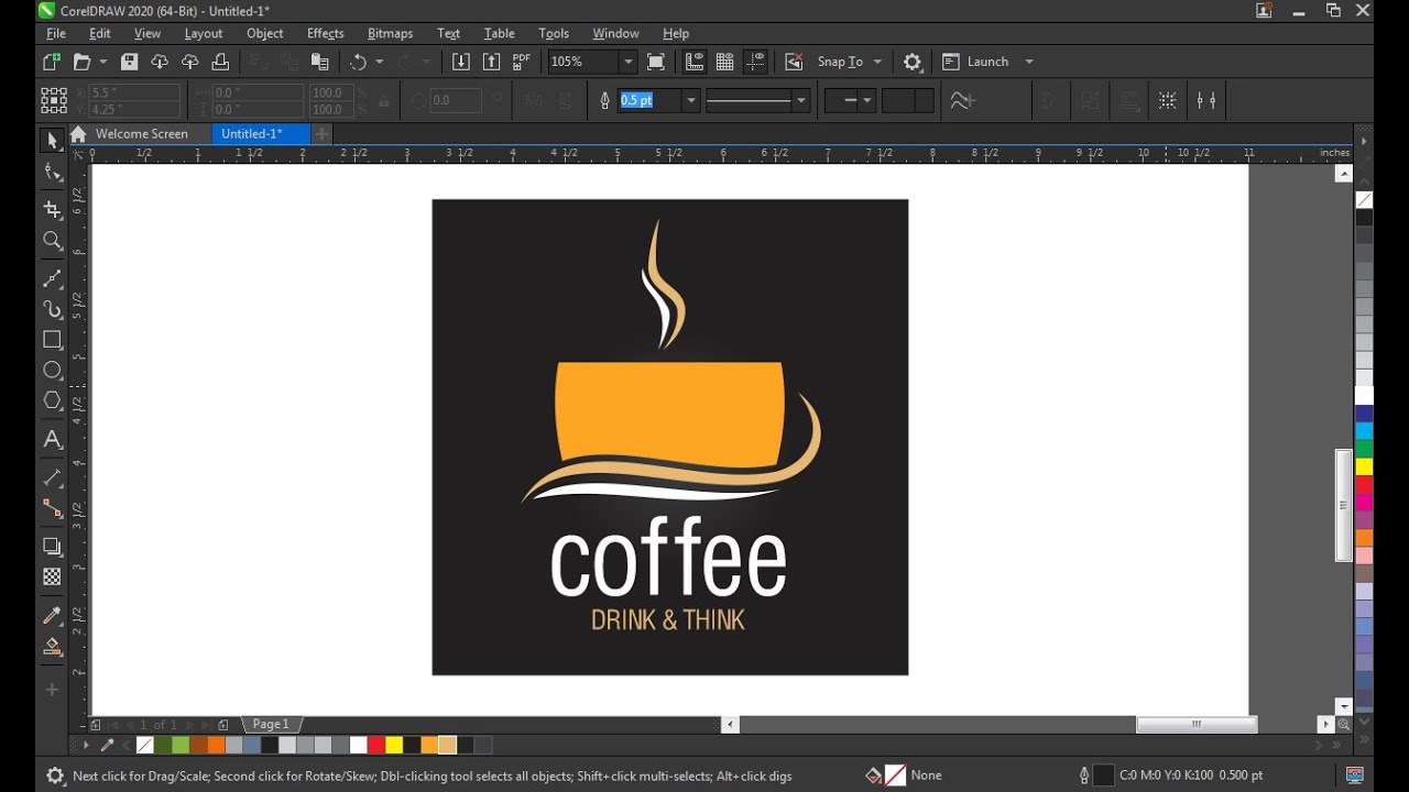 CREATING SIMPLE COFFEE SHOP LOGO IN CORELDRAW | CORELDRAW TUTORIALS ...