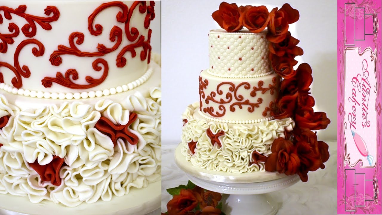 Red Red Rose Wedding Cake Tutorial REMAKE! - YouTube