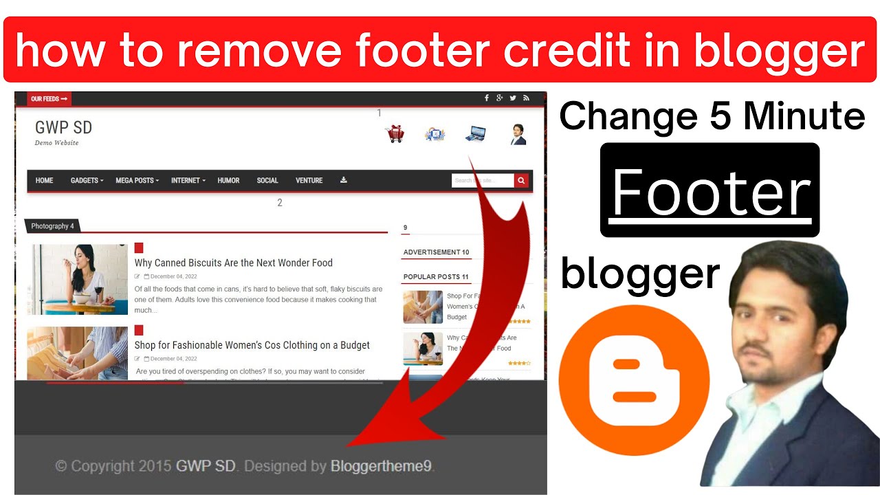 How to Change Blogger Footer | Change blog footer 2023 100% working ...