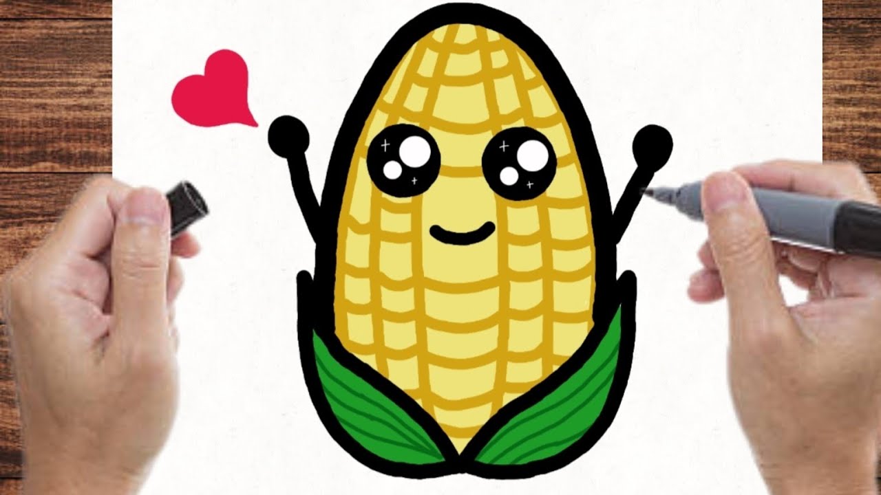 How To Draw A Cute Easy Corn Drawing - YouTube