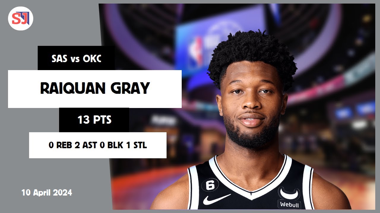 RAIQUAN GRAY 13 PTS 0 REB 2 AST 0 BLK 1 STL | vs OKC 10 Apr 23-24 SAS ...