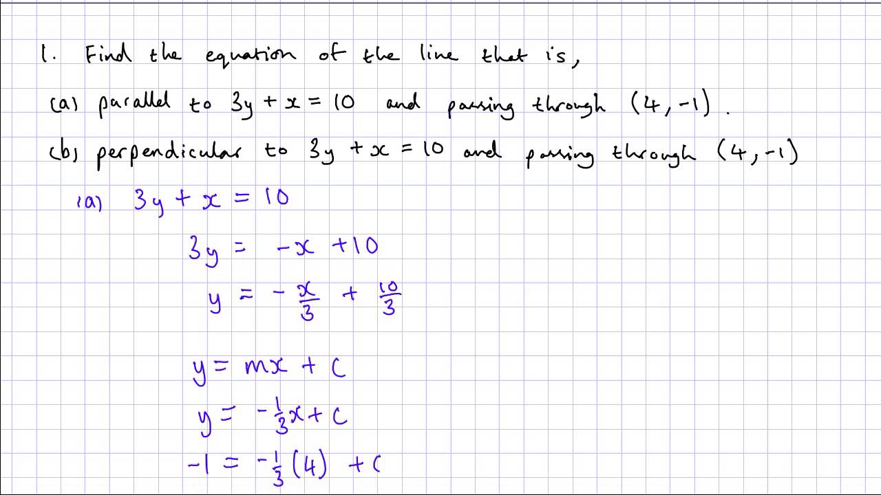 Equations of parallel and perpendicular lines - YouTube