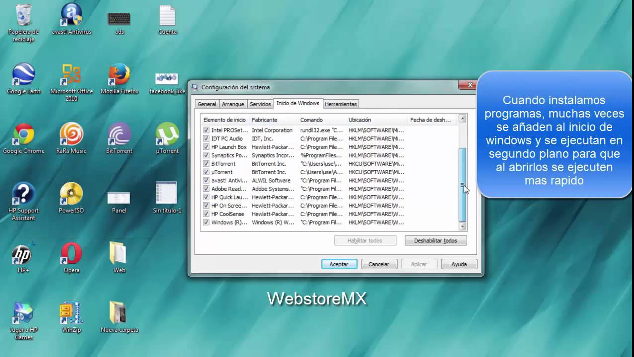 Quitar programas que se inician con Windows y acelerar el PC - YouTube