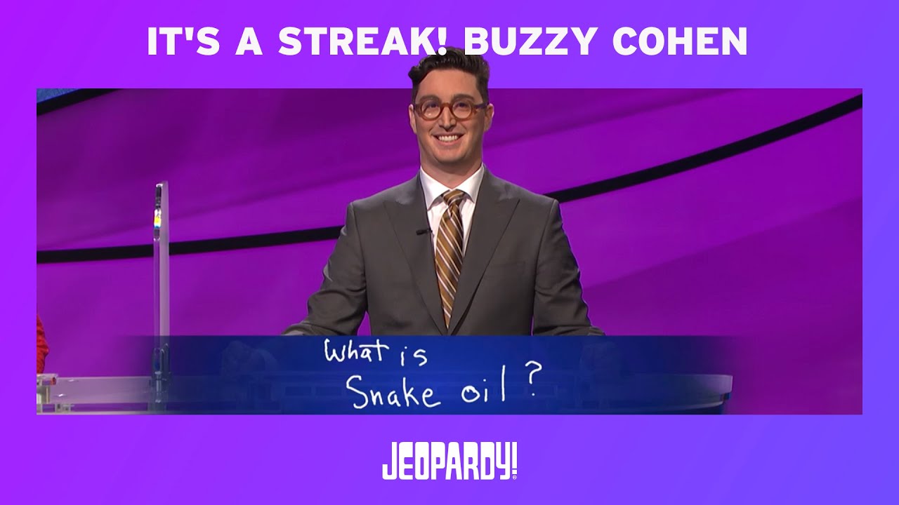 It's A Streak! Buzzy Cohen Wins 5 Games | JEOPARDY! - YouTube