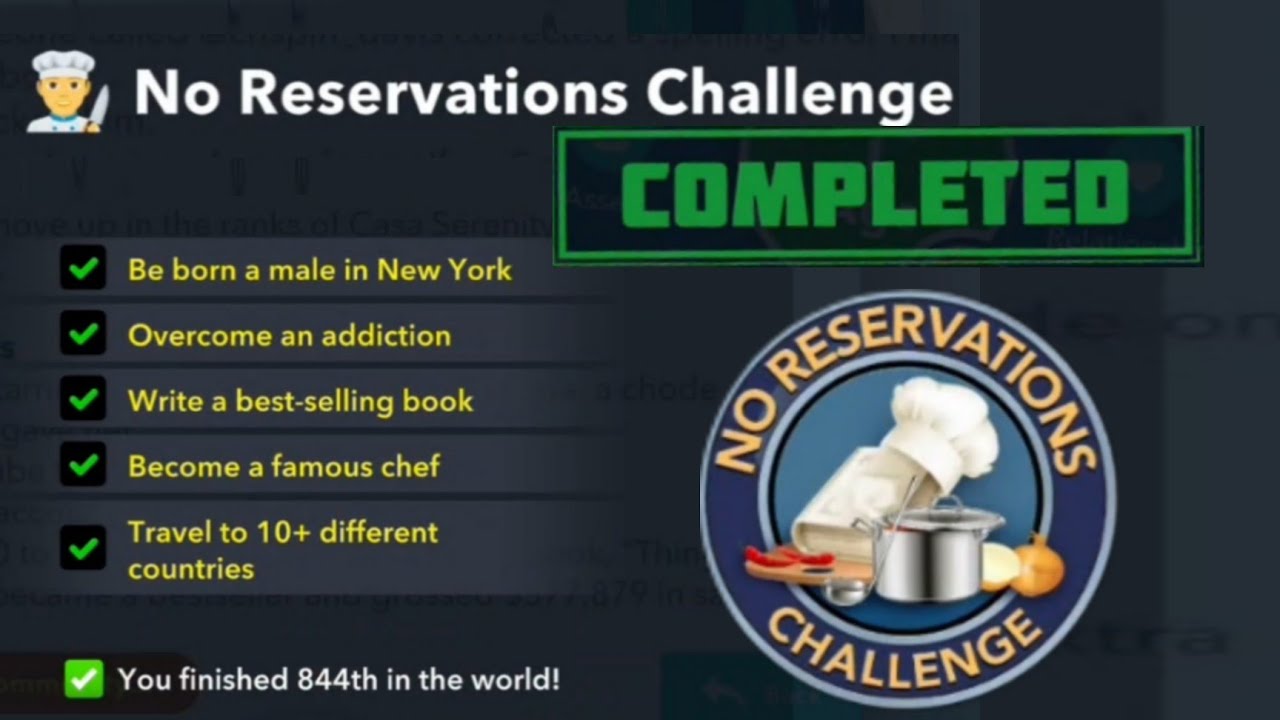 No Reservations Challenge #bitlife - YouTube