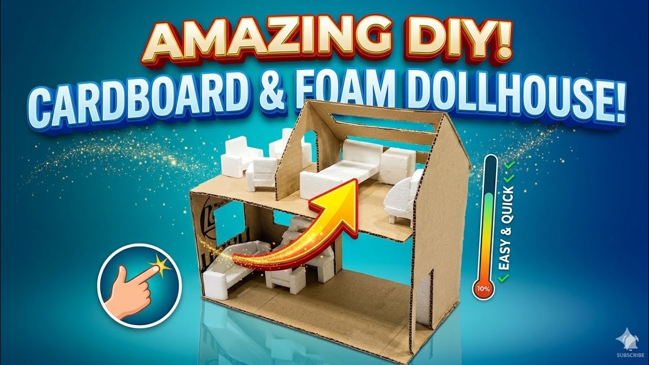 how to make easy doll house from cardoard - YouTube