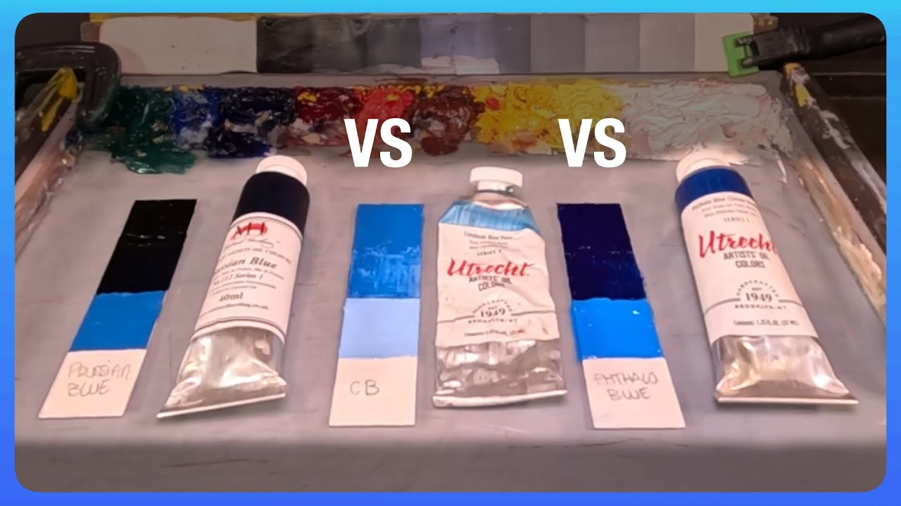 Prussian Blue VS Phthalo Blue VS Cerulean Blue - Blue Green Shade - YouTube