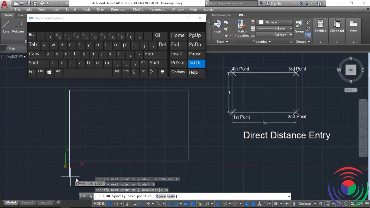 Autodesk AutoCAD: How to use Direct Distance Entry in Autodesk AutoCAD ...