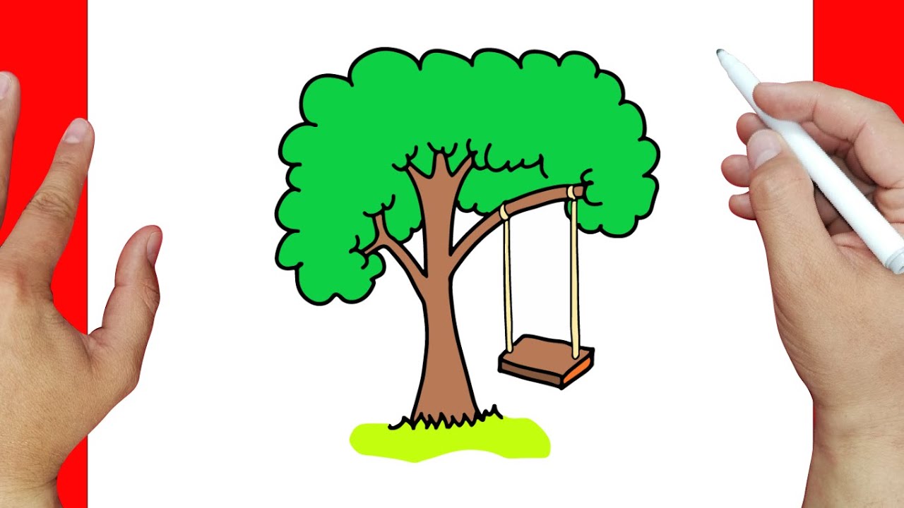 Cómo dibujar un columpio en un arbol paso a paso | Dibujos fáciles ...