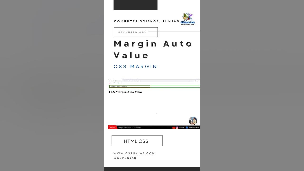Margin Auto Value | CSS Margin | HTML | CSPunjab.Com #short #html #30 - YouTube