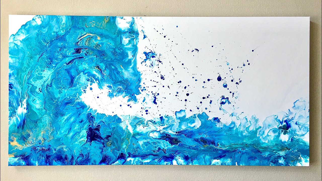 OCEAN WAVE acrylic pour painting with blow dryer 🌊 - YouTube