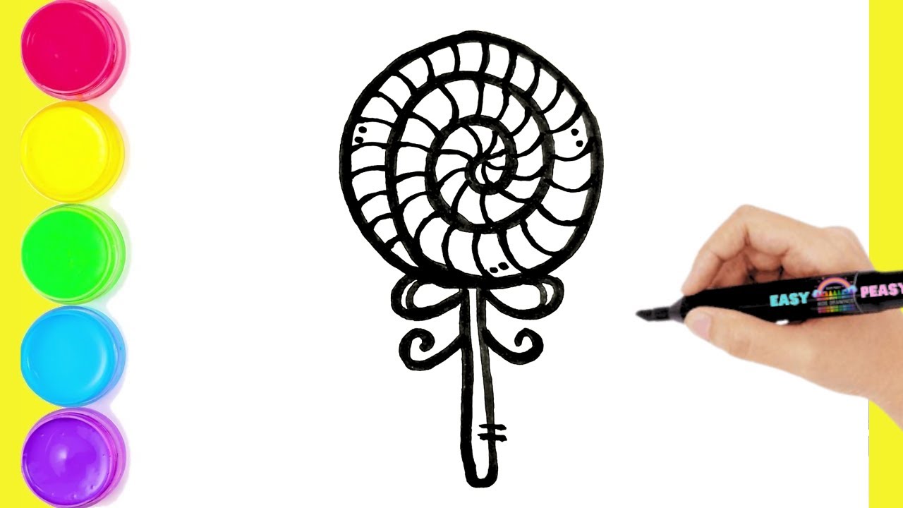 How to Draw Rainbow Lollipop | Step by Step Drawing and Coloring - YouTube