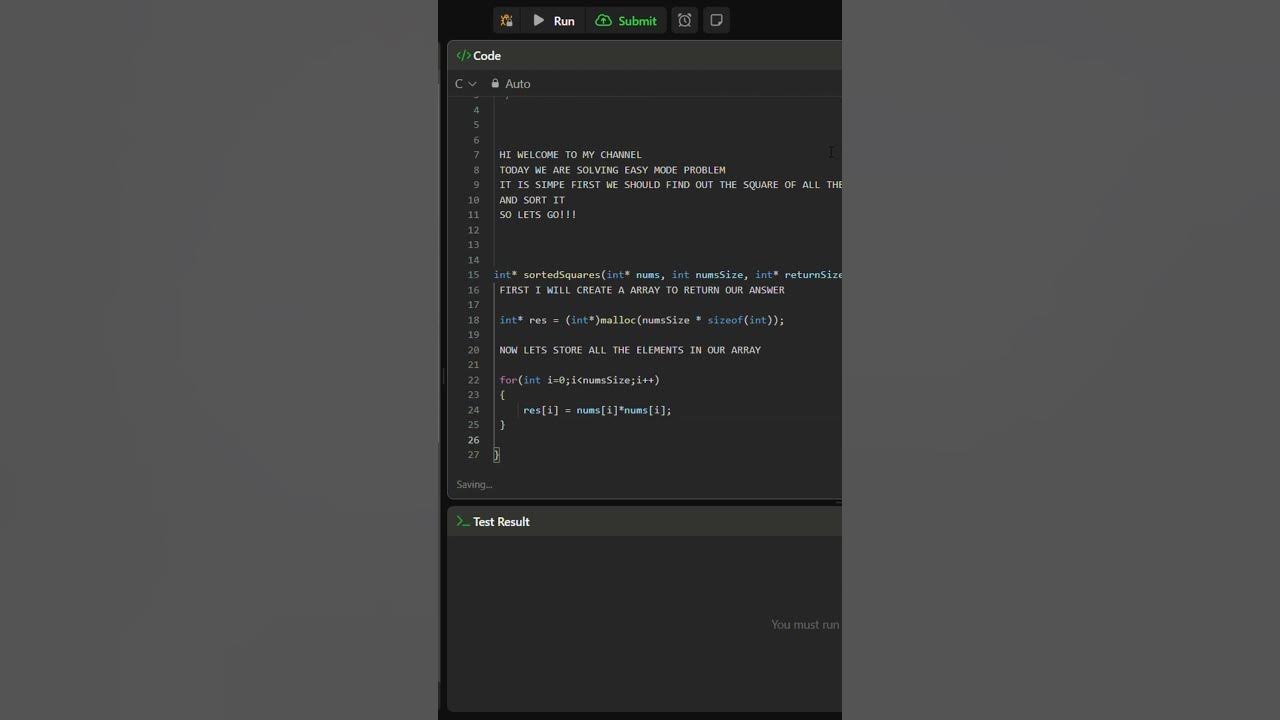 Squares Of A Sorted Array Leetcode Shorts Youtube 
