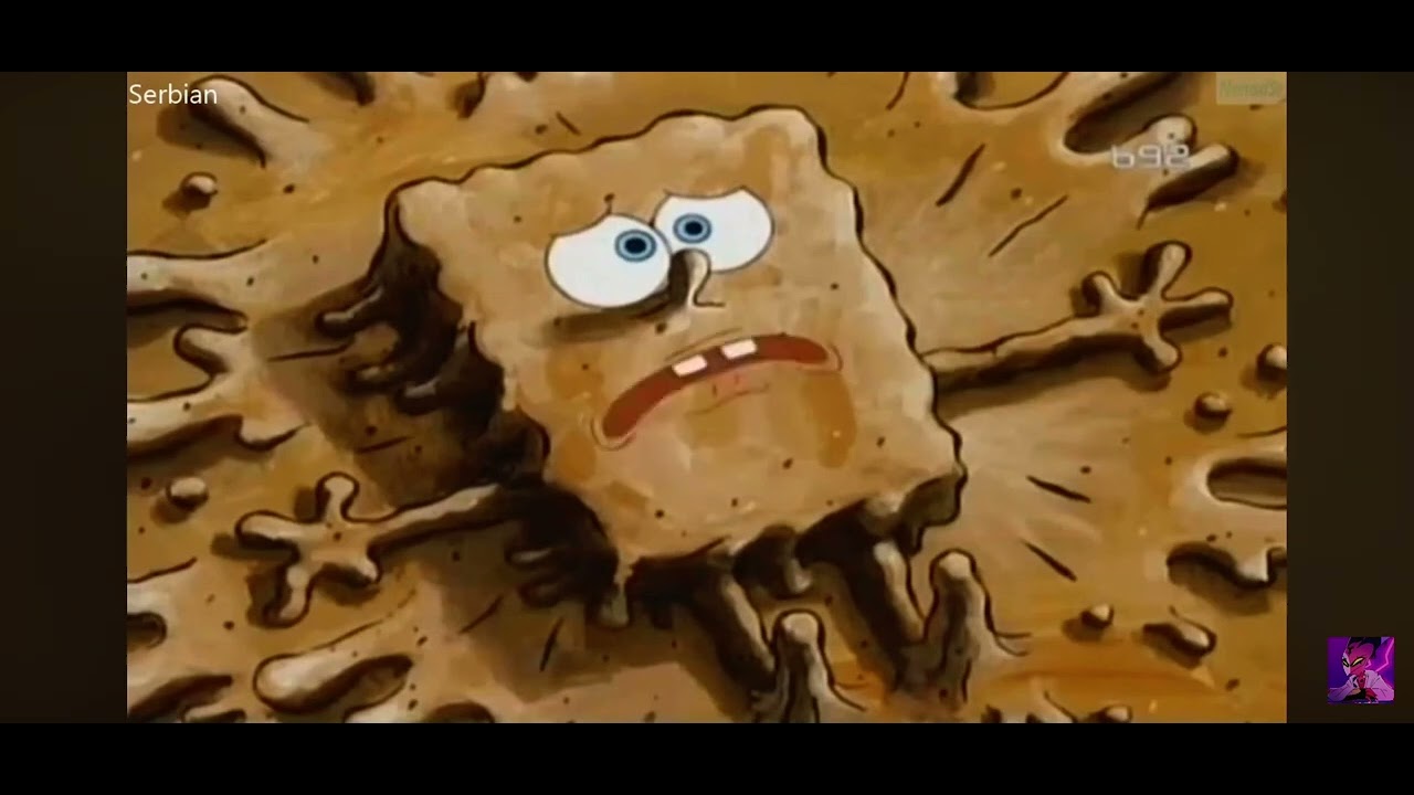 SpongeBob falls in a mud puddle slow motion Serbian - YouTube