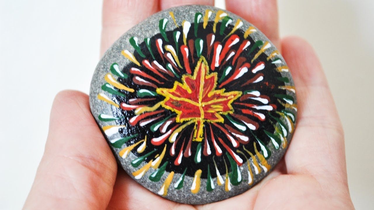 Rock Painting An Autumn Maple Leaf - LIVE stream September 2019 - YouTube